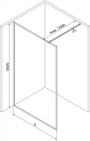 Mexen Kioto-F, sprchová zástěna s rámem 100 x 202 cm, 8 mm sklo námraza, ocelový profil, 800-100-104-97-30