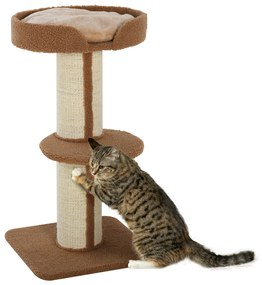 PawHut škrabadlo s odnímatelným polštářem, do 30 kg, škrabadlo, kočičí strom s plošinou, stabilní, sisal, světle hnědá, 45x45x91cm| Aosom