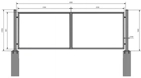 Trestles Rám brány dvoukřídlé pro vlastní výplň, délka 4208 mm, výška 1461 mm