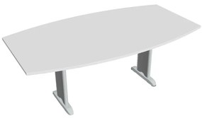 Stůl jednací sud 200 cm - Hobis Flex FJ 200 Dekor stolové desky: bílá, Barva nohou: Stříbrná