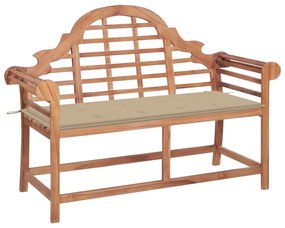 vidaXL Zahradní lavice s béžovou poduškou 120 cm masivní teak