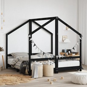 vidaXL Dětská postel 2x (80 x 160) cm masivní borové dřevo [3200596] Barva: Černá