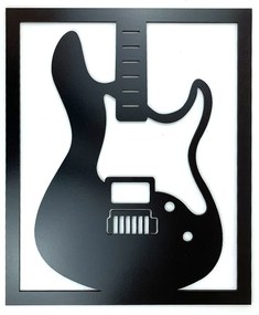 Živá Zeď Dřevěná nástěnná dekorace Elektrická kytara černá