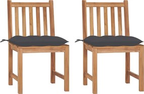 vidaXL Zahradní židle s poduškami 2 ks masivní teak [3062932] Barva: antracitová