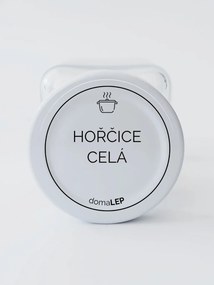 Samolepka na kořenky HOŘČICE CELÁ průhledná 5 cm základní písmo