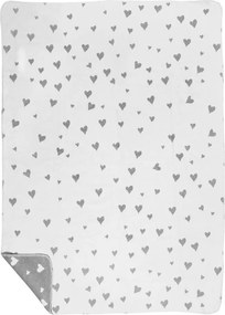 Šedo-bílý oboustranný pléd se srdíčky Small hearts - 130*180cm