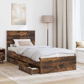 Rám postele s čelo Kouřový dub 75 x 190 cm Inženýrské dřevo 3408037