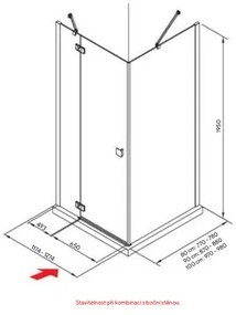 Jika Pure Sprchové dveře 120 cm, levé, čiré sklo H2544260026681