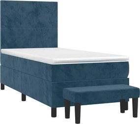 Box spring postel s matrací tmavě modrá 90x200 cm samet 3137705