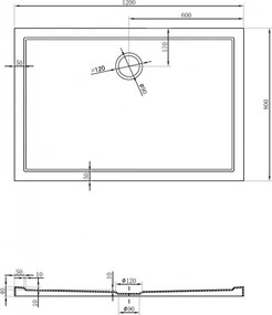 Mexen Flow, obdélníková sprchová vanička, slim, 80 x 120 cm, bílá lesklá, 46R108012
