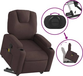 Zvedací masážní polohovací křeslo tmavě hnědé textil 3204385