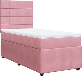 Box spring postel s matrací růžová 80 x 200 cm samet 3294495