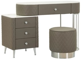 Designový toaletní stolek s taburetkou Pembroke II šedý