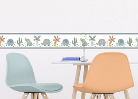 Dětská samolepící bordura na zeď Bílí Sloni | 5 m x 13.8 cm | DWBD8507