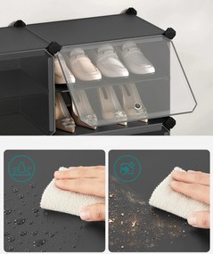 Modulární botník Lux s 10 dvířky čirý/černý