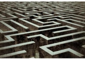 DIMEX | Samolepicí vliesová fototapeta na zeď 3D labyrint MA-5-0279 | 375 x 250 cm | hnědá, šedá