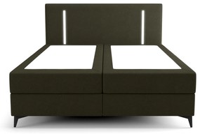 Manželská postel 200 cm Ortega Comfort (olivová zelená) (s roštem a matrací, s úl. prostorem) (s LED osvětlením). 1082748