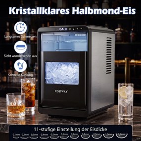 Costway Stroj na ledové kostky pro čisté půlměsícové ledové kostky 12 kg/den 16