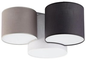 TK-LIGHTING Přisazené stropní textilní osvětlení MONA, 3xE27, 60W, kulaté, šedé 4183