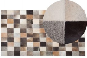 Koberec kožený hnědo-béžovo-šedý 200 x 300 cm SOKE Beliani