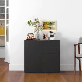 HOMCOM příborník černý s 2 zásuvkami a 2 dvířky proti naklonění do obývacího pokoje ložnice 117x36x74cm | Aosom.de