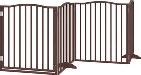 Zábrana pro psy s dvířky skládací 6 panelů hnědá 480 cm topol 3155637