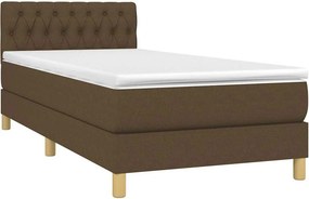 Box spring postel s matrací a LED tmavě hnědá 90x200 cm textil 3133928