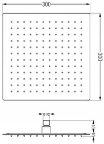 Mexen Sprchová hlavice Slim nerezová 30 x 30 cm, bílá, 79130-20