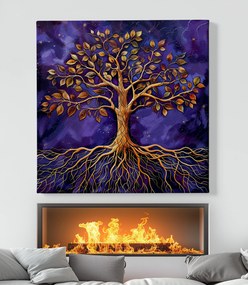 Obraz na plátně - Strom života Zlatý Purpilles FeelHappy.cz Velikost obrazu: 100 x 100 cm