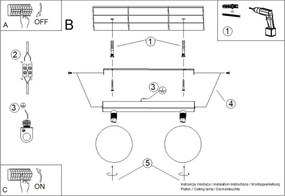 Sollux Lighting Stropní svítidlo YOLI 2 bordó