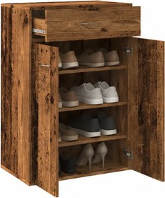 skříňka na boty, botník, 1 zásuvka, 2 dvířka, dřevo, 85x61x36 cm, staré dřevo, Dekorino BB20260066