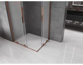 Mexen Velar L Duo, sprchový kout s posuvnými dveřmi 100 x 90 cm, 8mm sklo námraza, růžové zlato, 871-100-090-02-33-60