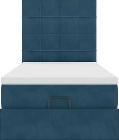 Osmanský rám postele s matracemi tmavě modrá 80x200cm samet 3313437