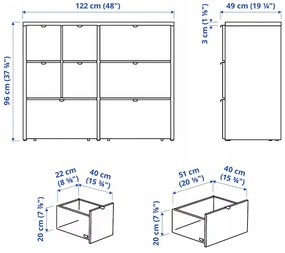 IKEA VISTHUS Komoda, 8 zásuvek, 122 x 96 cm, šedá/bílá
