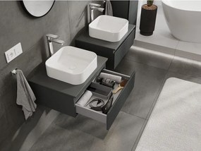 Mexen Rivel, koupelnová skříňka 60 cm s pracovní deskou, 1 zásuvka, drážkovaná, grafitová matná, 91A20-06023-1-BFC66