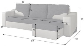 KENIX WILLIAM 2 rozkládací sedací souprava s úložným prostorem hnědá 250 x 90 x 160 cm