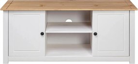 TV skříňka bílá 120 x 40 x 50 cm masivní borovice řada Panama 282672