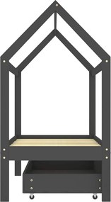 Rám dětské postele se zásuvkou tmavě šedý borovice 70 x 140 cm 322142