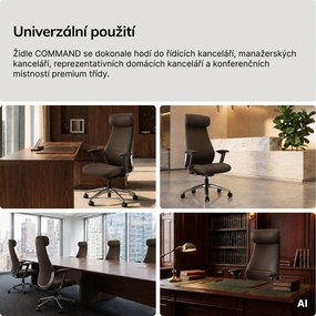 Křeslo kancelářské čalouněné ředitelské hnědé: COMMAND