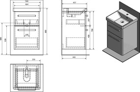 Sapho Theia umyvadlová skříňka 46,4 x 70 cm bílá TH050-3030