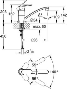 Grohe Eurosmart Cosmopolitan - Páková dřezová baterie chrom
