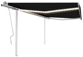 vidaXL Ručně zatahovací markýza s LED světlem 4 x 3,5 m antracitová
