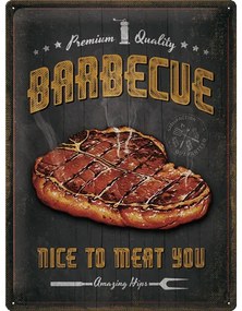 Postershop Plechová cedule: Barbecue Nice To Meat You - 40x30 cm