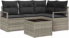 Set pohovek 5 ks Světle šedá polyratan 3346372