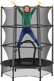 HOMCOM Dětská trampolína Ø140 cm, trampolína s ochrannou sítí a ochranným poklopem, zahradní trampolína pro děti 3-10 let, nosnost až 50 kg, černá | A