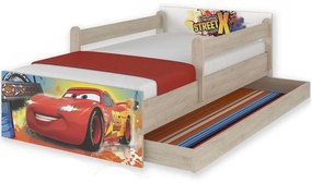MAXMAX Dětská postel MAX se šuplíkem Disney - AUTA 160x80 cm Postel pro jednoho 160x80 pro kluka Ano