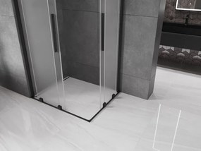 Mexen Velar Duo, sprchový kout s posuvnými dveřmi 90 x 80 cm, 8mm sklo námraza, černá matná, 871-090-080-32-70