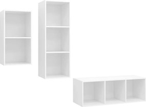 VidaXL 3dílný set TV skříněk bílý dřevotříska 3079628