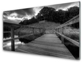 Plexisklo-obraz Molo Černobílé Jezero 125x50 cm