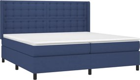 Box spring postel s matrací a LED modrá 200x200 cm textil 3138667